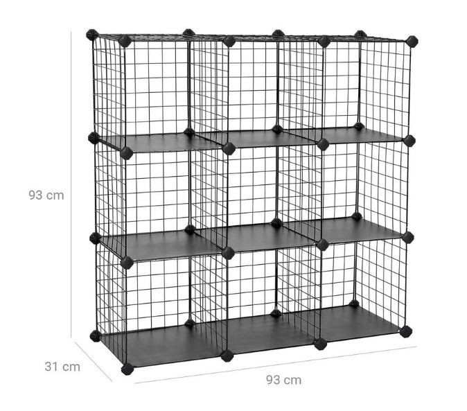 SONGMICS LPL115H 9-Cube Metal Wire Mesh Storage Organiser, Black | eBay UK