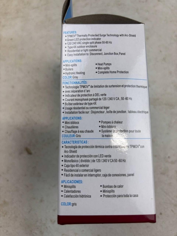 120/240 VAC Universal HVAC Surge Protective Device SPD-001, TPMOV ...