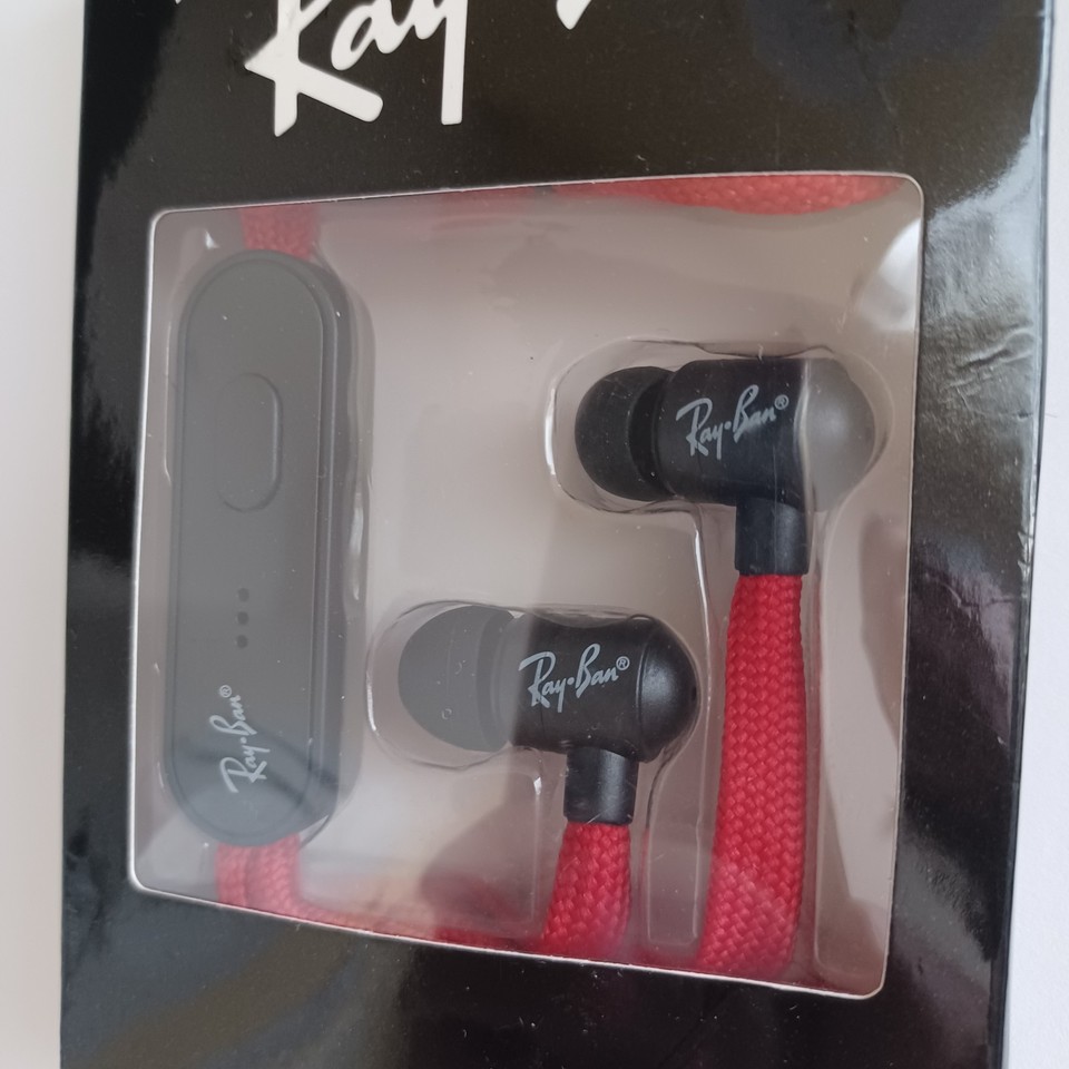 Ray Ban Retro Earbuds Shoelace Style Red & Black Vintage In Box NOS | eBay