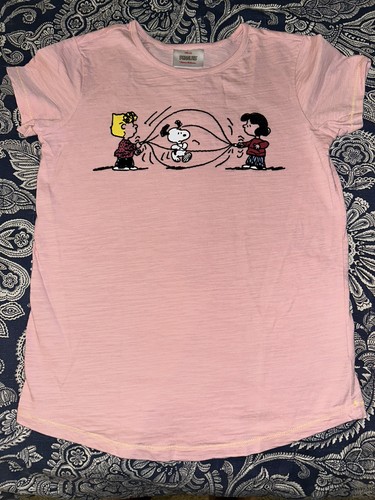 Hanna Andersson PEANUTS Snoopy Jump Rope Pink Tshirt 100% Cotton Size ...