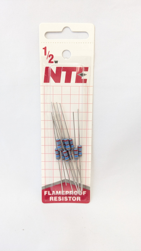 NTE Electronics 1/2 Watt 6.2M Ohm Resistor 2% Flame Proof 2 Pack, HW562 ...