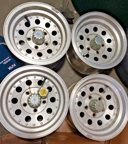14X7" AMERICAN RACING STYLE ALUMINUM WHEELS + CAPS + LUG NUTS SUPER ...