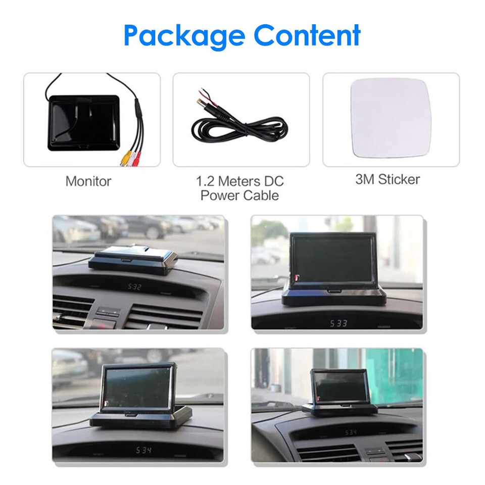 5" LCD Foldable Car Monitor Rear View Backup Camera HD Parking for Van ...