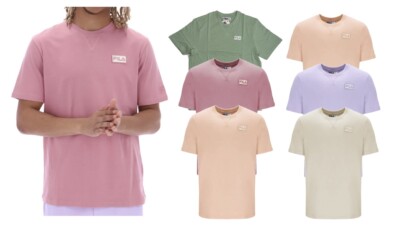 FILA Men's T-Shirt Plain Benjiman Short Sleeve Cotton Summer Tee Brand ...