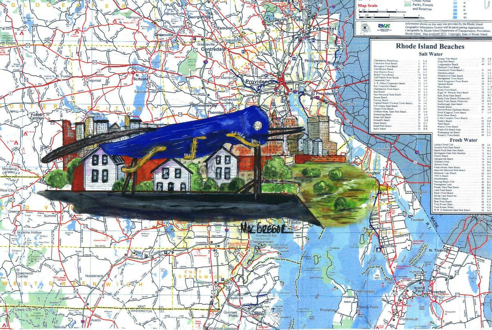 the Big Blue Bug art print Providence RI termite Nibbles Woodaway Rhody ...