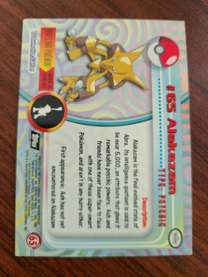 Holographic Alakazam #65 Topps TV Animation Edition Pokémon | eBay
