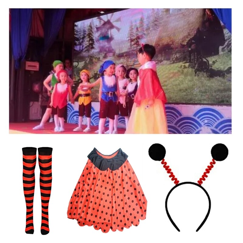 Ladybugs Costume Striped Stockings Headband Fancy Dress up Outfit ...