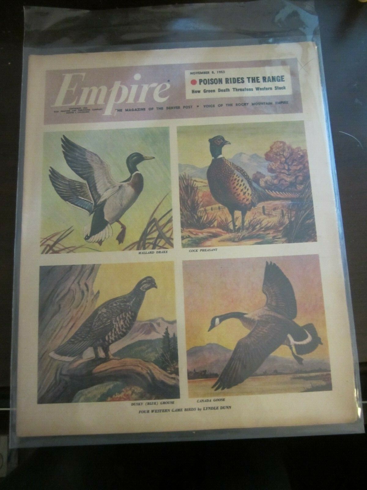 Empire Magazine Denver Post November 1953 Western Game Birds Mallard ...