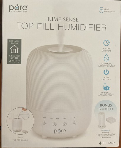 Pure Enrichment HUME Sense Top Fill Humidifier, Auto Humidity Sensor, w ...