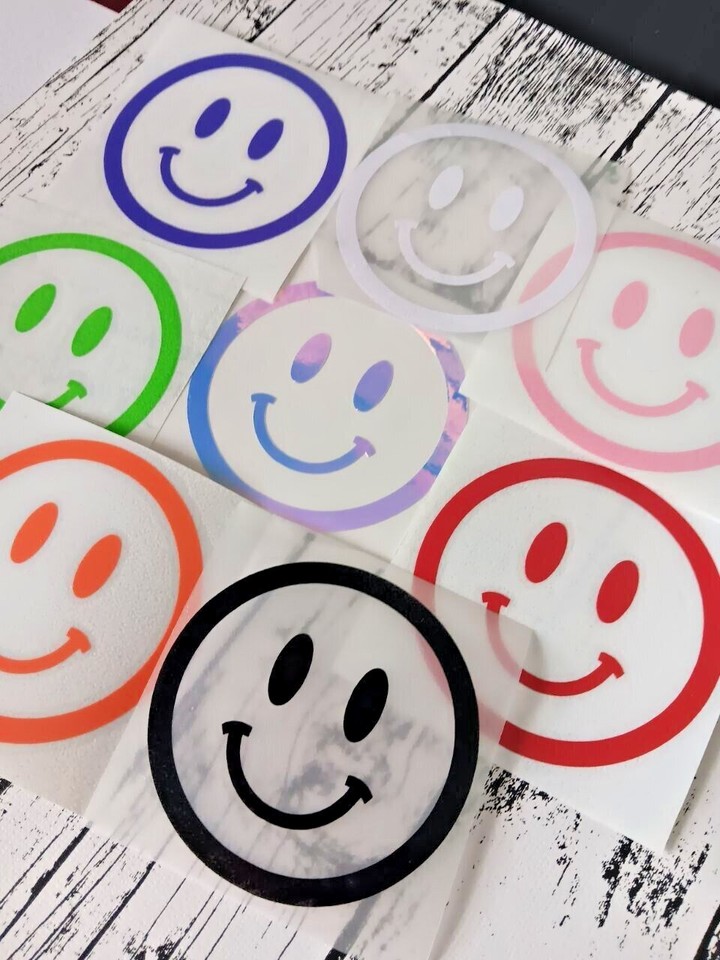 Smiley Face Die Cut Sticker Vinyl DIY Decal for Cup Car Window Tumbler ...