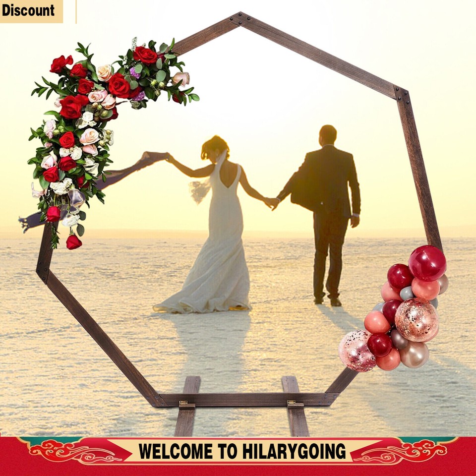 7.2FT Wedding Arch Heptagonal Wooden Backdrop Stand for Outdoor Parties Events | eBay