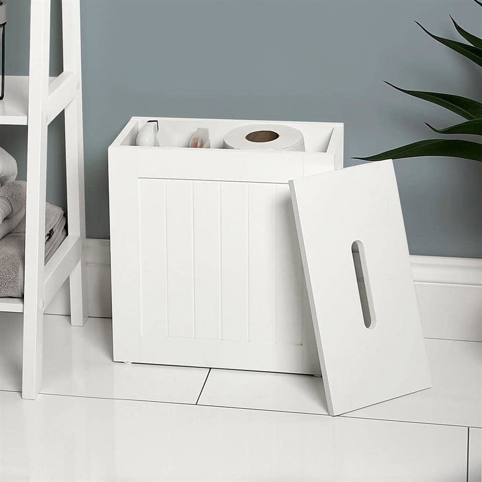Homeware Wooden Multi-Purpose Bathroom Storage Unit, Toilet Roll Paper ...