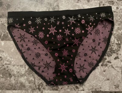 NWT VICTORIA'S SECRET L BLACK WHITE PINK OMBRE SNOWFLAKE SEAMLESS ...