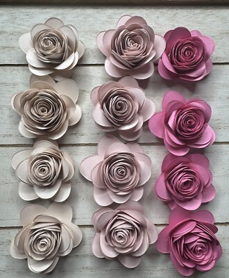 12 Rolled Paper Flowers - 1.5 Inch Flowers Hand Rolled | eBay