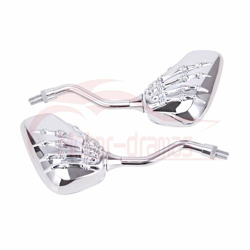 8MM 10MM Skeleton Skull Hand Motorcycle Mirrors For Honda Kawasaki ...
