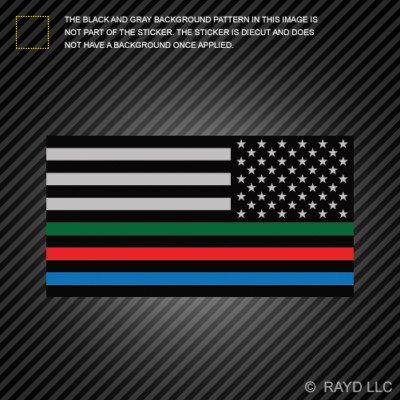 Reverse Thin Blue Line USA Flag with Red Blue Green Stripe Sticker ...