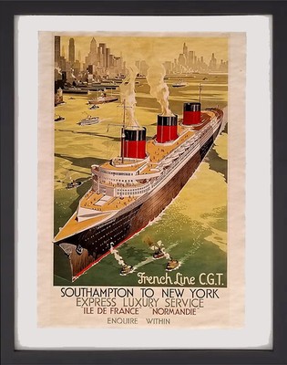 Poster retro - French Line CGT (REPRODUCTION) | eBay