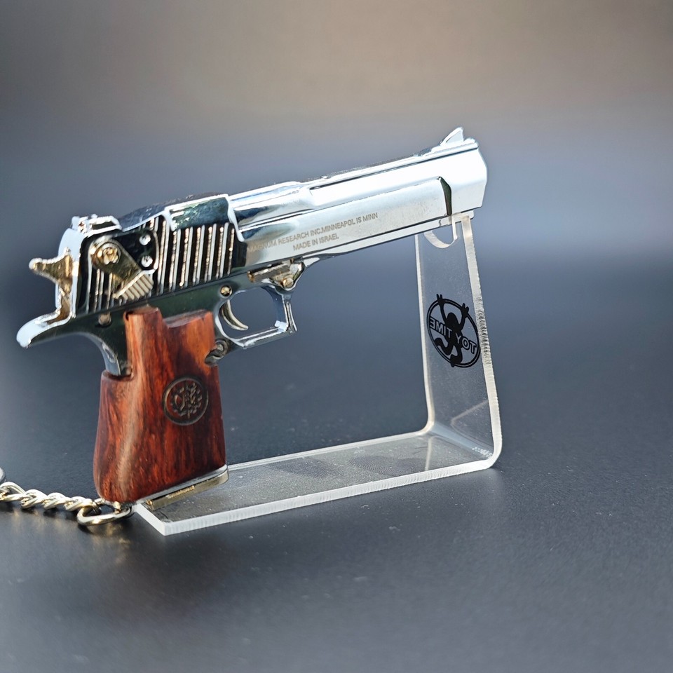 Gun Keychain with Wood Handle,Mini Desert Eagle Keychain Metal Pistol ...