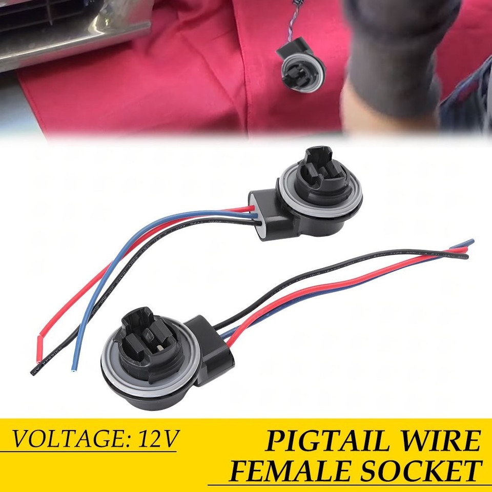 2pc 3157 4157 Bulb Socket Pig Tail Harness Wire Plug For Turn Signal ...