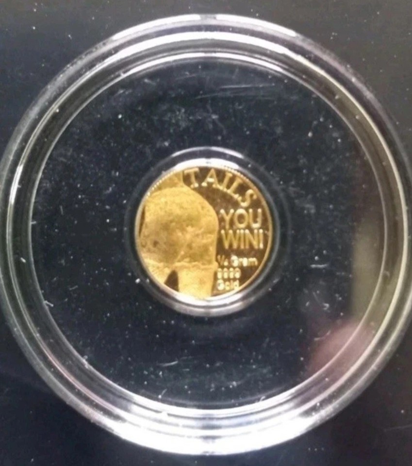 Gold 1/4 Gram Round Coin Heads You Win Tails You Win, in Capsule | eBay