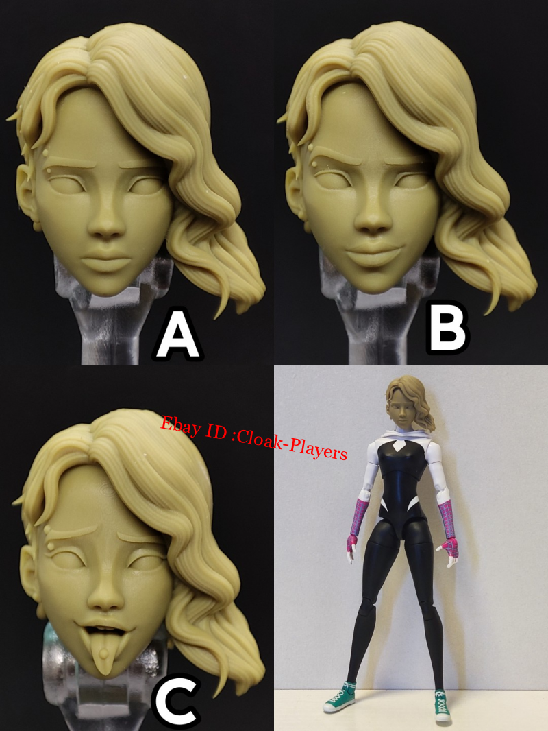 1/12 Spider-Gwen Stacy Head Sculpt For 6" Female ML MAF Figure Body ...