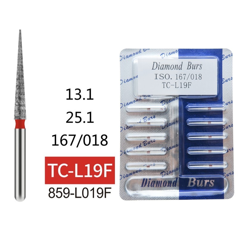100 PCS TC-L19F High Quality Fine Grit IPR Long Dental Diamond Burs FG ...