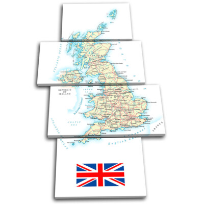 Britain United Kingdom Atlas Maps Flags MULTI TELA parete arte foto ...