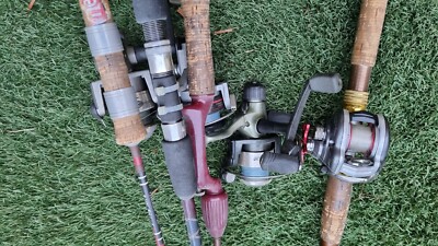Multiple fishing rods and reels + tackle and tackle Umco box | eBay