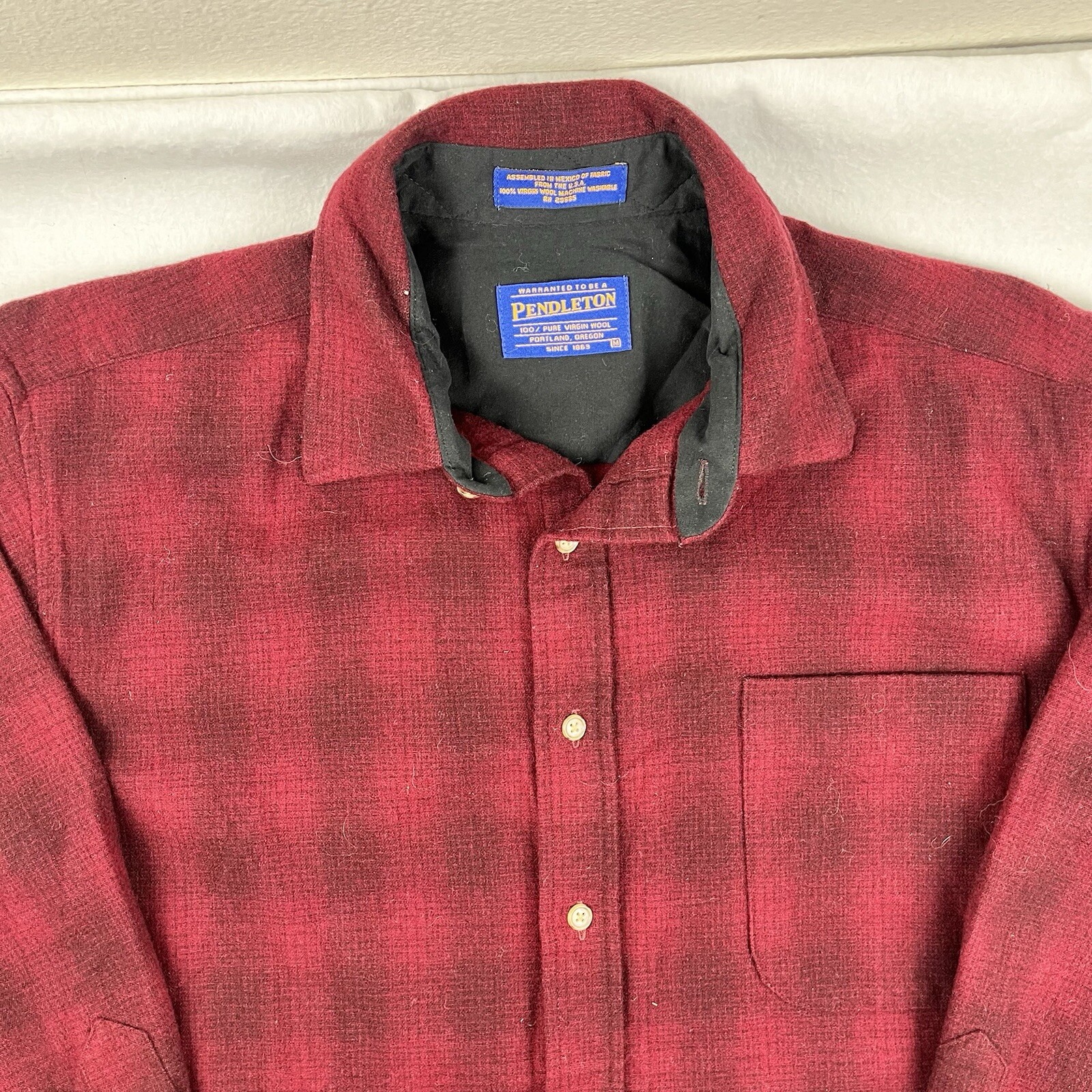Vintage Pendleton Heritage Huntsman Flannel Medium 100% Wool Red Maroon ...