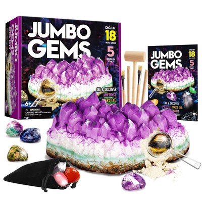 XXTOYS Jumbo gems Dig Kit - Dig Up 18 Real gemstones for Kids - Rocks ...