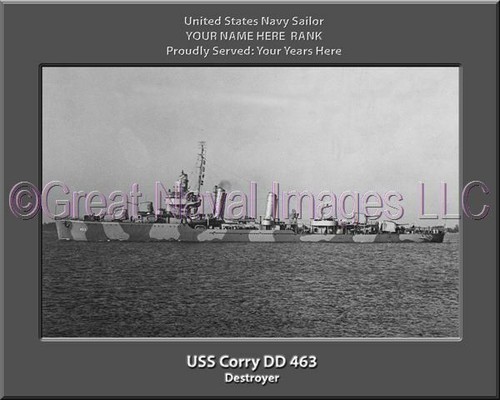 USS Corry DD 463 Personalized Canvas Ship Photo Print Navy Veteran Gift ...