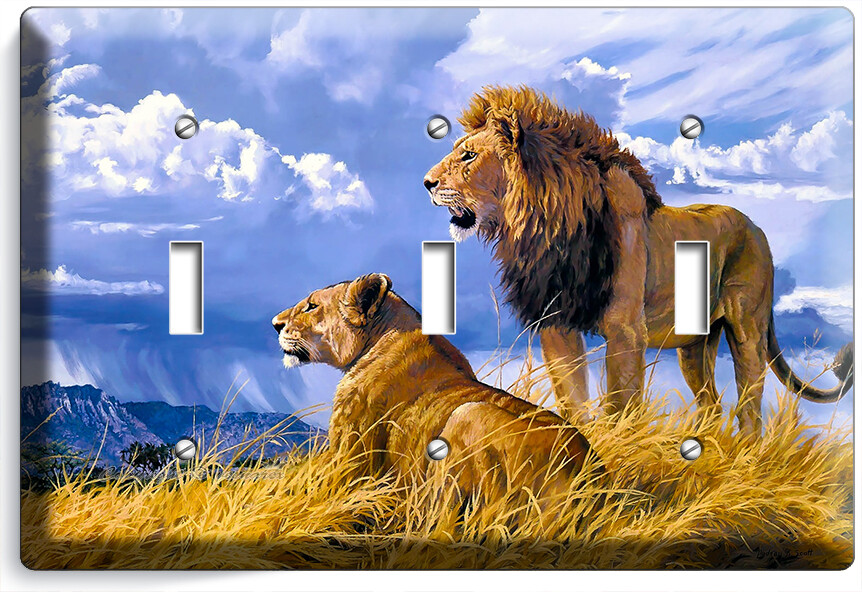 WILD AFRICAN LION AND LIONESS COUPLE LIGHT SWITCH OUTLET WALL PLATES ...