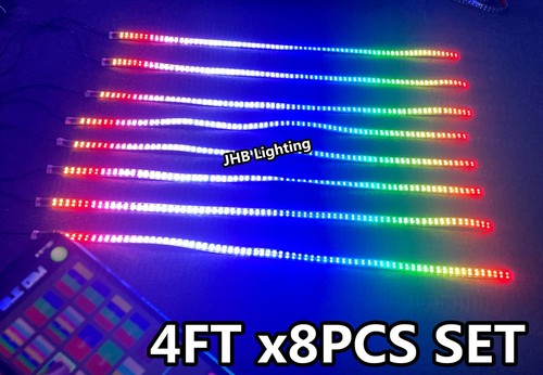 8PCS 4FT Bluetooth DOUBLE ROW CHASING FLOW Truck UnderglowLED Strips ...