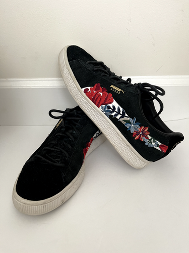 PUMA 50th Anniversary Sneaker Shoes Women's 8 Black Suede Floral ...