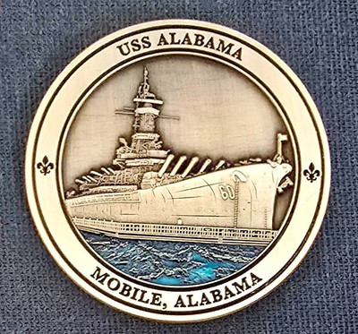 Awesome 2" Navy USN Battleship Tribute Challenge Coin USS Alabama (BB ...