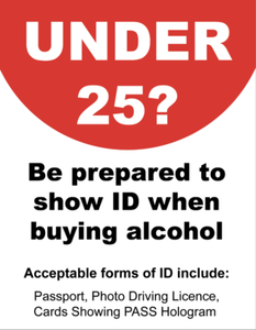 Sign Adhesive Sticker Notice Under 25 Be Prepared to Show ID When Buy ...