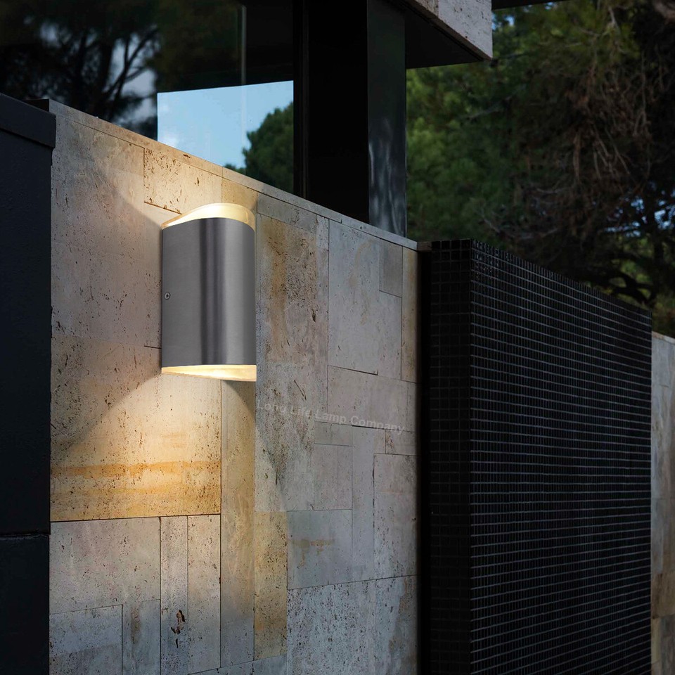 LED Double Outdoor Wall Light Steel or Black 6W Garden Up Down Wall ...