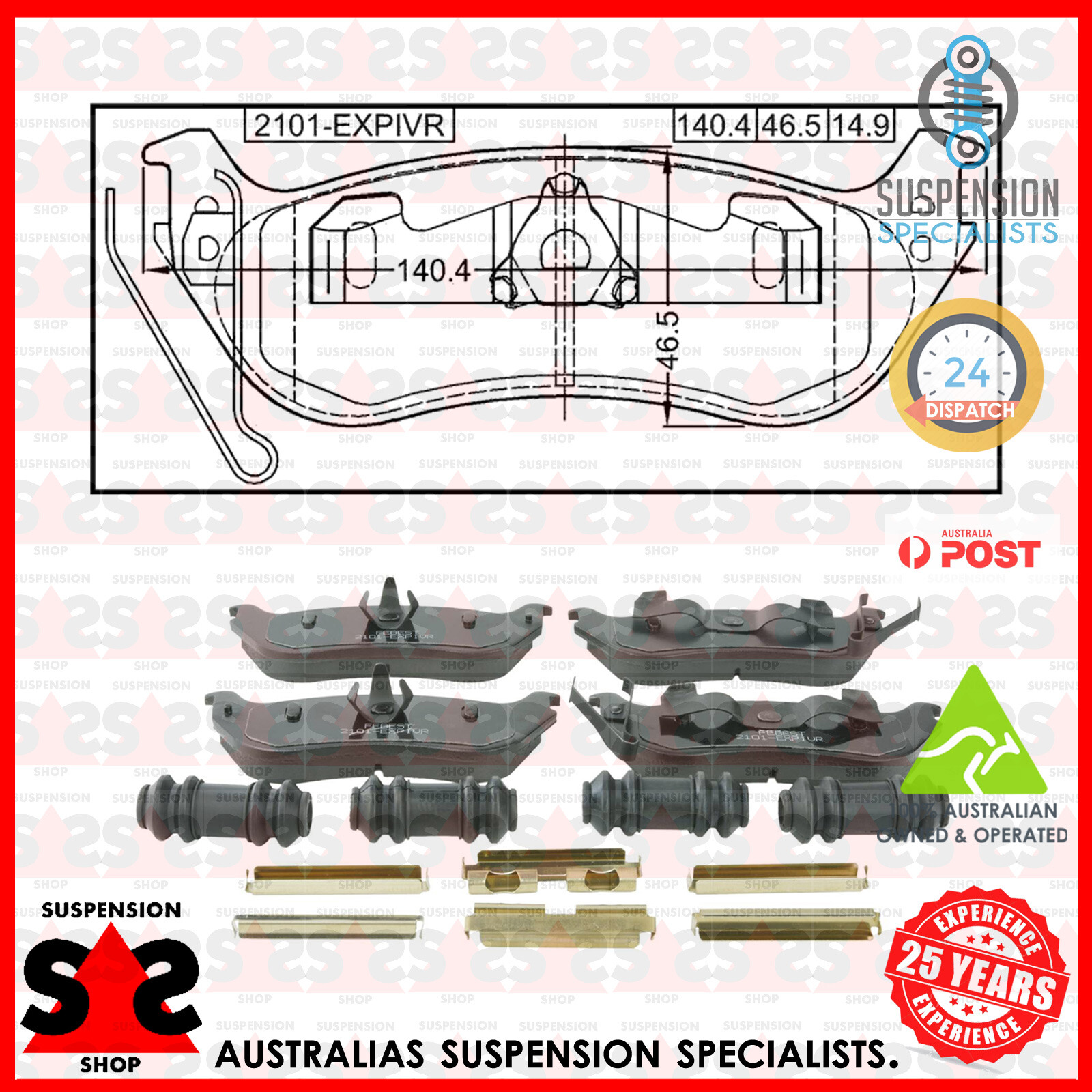 Front Axle Brake Pad Set, Disc Brake Suit FORD USA Explorer Stripped ...