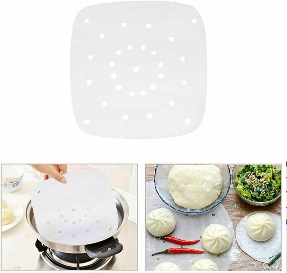 100PCS Square Perforated Parchment Filter Paper Air Fryer Liners (9 ...