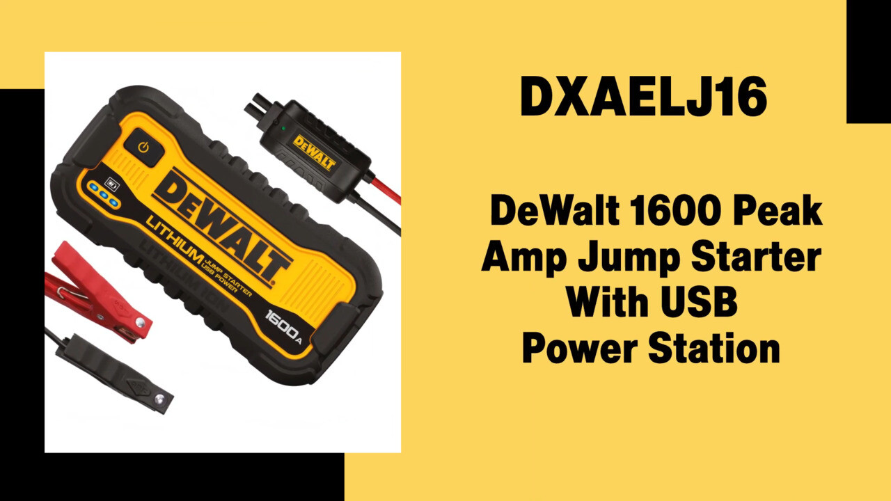 DeWalt 1600 Peak Amp Lithium Jump Starter with USB Power Bank, DXAELJ16 ...