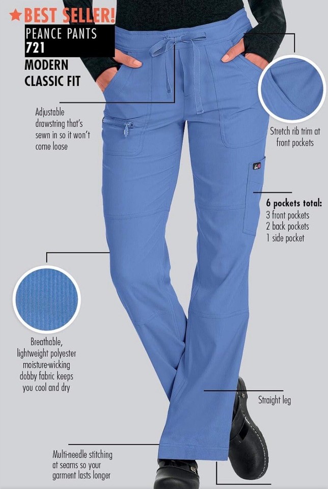 Koi Lite Scrub Pants Size SP Electric Blue 721 Slim Fit Mechanical ...