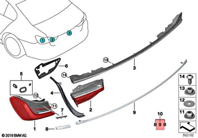Genuine BMW G11 G12 730d 730dX 730i Trim strip boot lid/tailgate ...