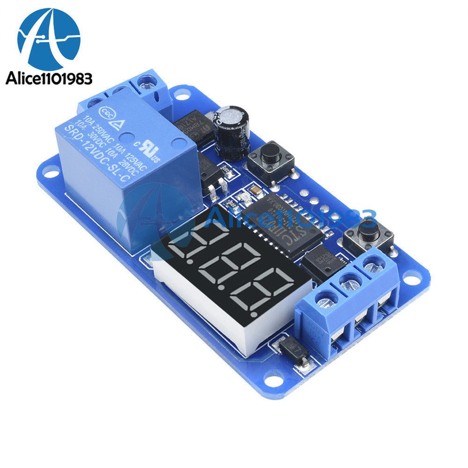 DC 12V LED Display Digital Delay Timer Control Switch Module PLC ...