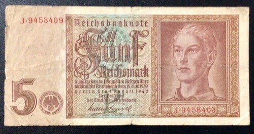1942 GERMANY PAPER MONEY - 5 REICHSMARK BANKNOTE! | eBay
