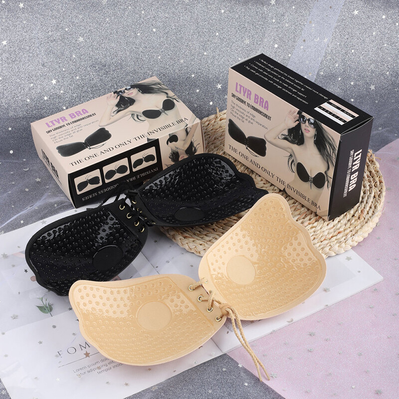 Silicone Wing Drawstring Push Up Bra Self Adhesive Strapless Invisible ...