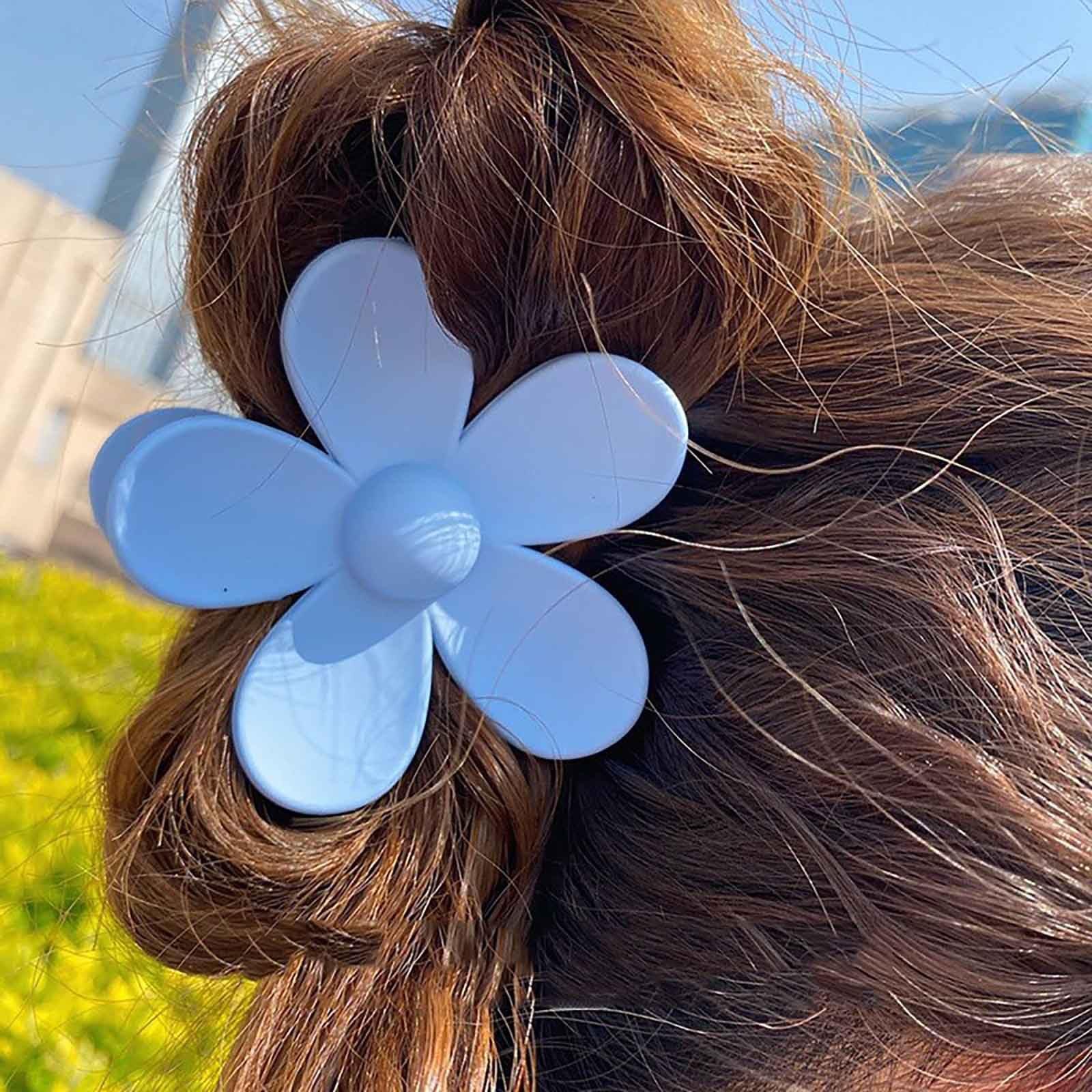 Blue Large Floral Hair Claw Clip, Big Matte Flower, Cute Barrette ...
