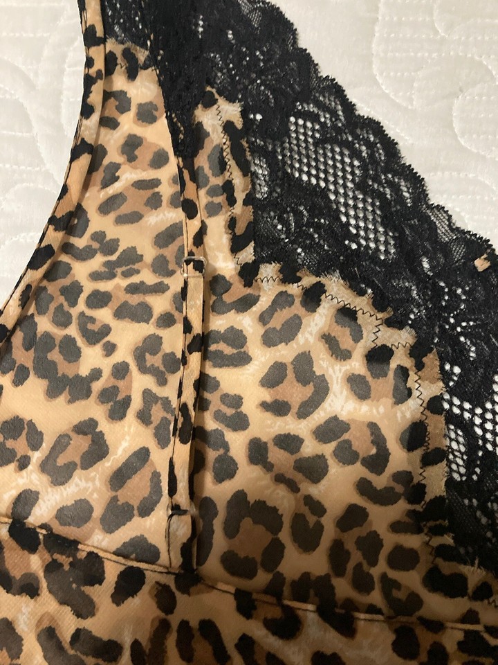 Valerie Stevens Intimates Long Sheer Nightgown Size Medium Leopard ...