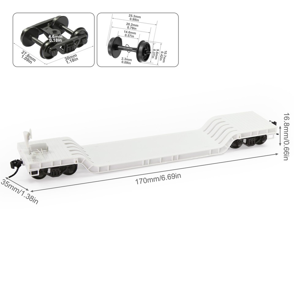 Evemodel HO Scale 1:87 Unassembled DIY Depressed Center Flat Car ...