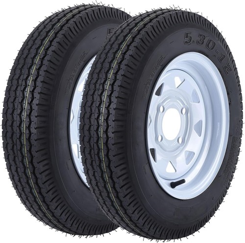 5.30x12 530-12 5.30-12 Trailer Tires 12'' Rims 4 Lug on 4'' Load Range ...