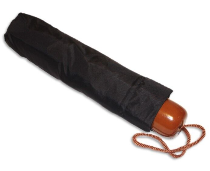 Tupperware Umbrella Black Logo Award w/ Wooden Handle Black & Brown | eBay